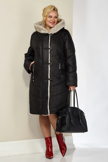 Пальто 2135 черный Shetti купить в интернет магазине Велесмода